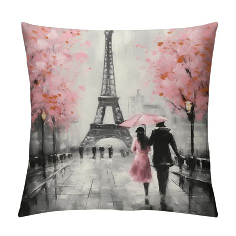 Bciig Paris Throw Pillow Cover French Eiffel Tower Pillow Cover For