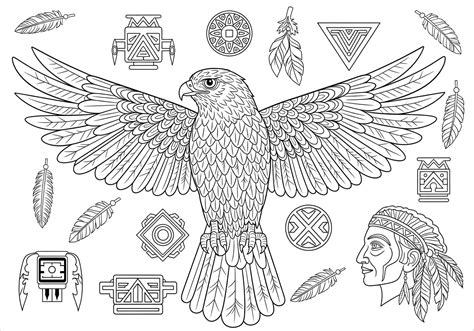 Adult Native American Symbols Coloring Page Printable