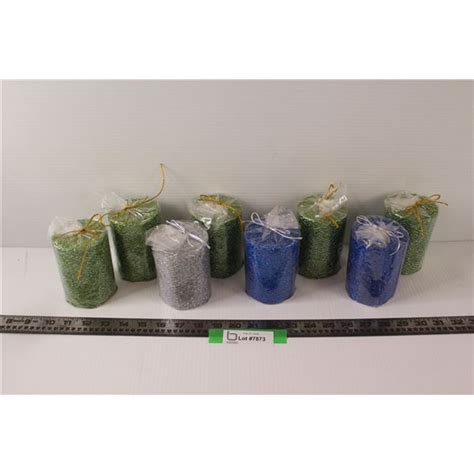 8 Glitter Pillar Candles Bodnarus Auctioneering