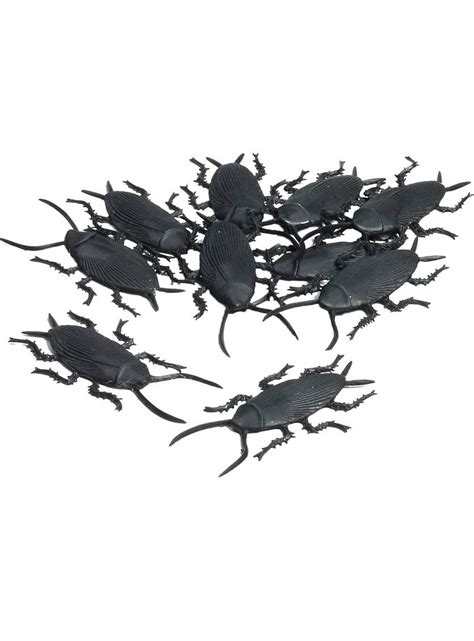 12 Pack Cockroaches Halloween Decoration Realistic Black Cockroaches