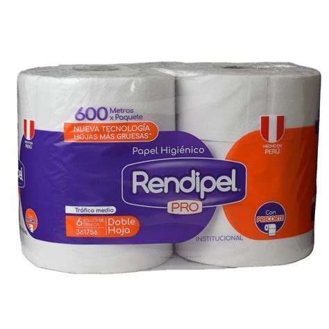 Papel HigiÉnico 100 Mt X 6 Rollos 361756 Rendipel Multienvases Pe