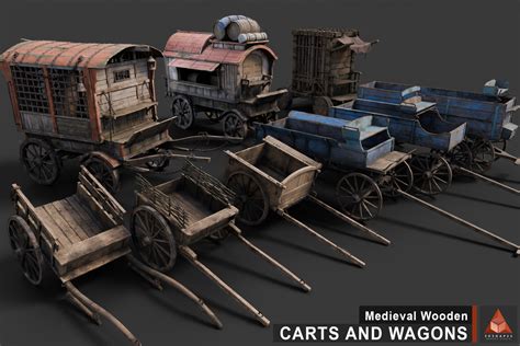 Medieval Wooden Carts And Wagons By 3dshapes