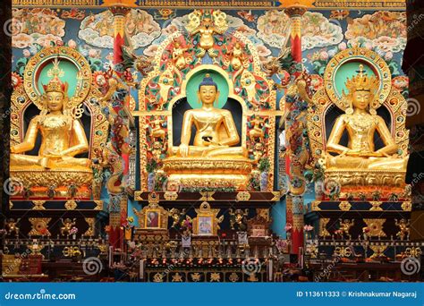 Tibetan Golden Buddha Temple Coorg Royalty Free Stock Image