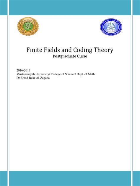 finite fields and coding theory pdf field mathematics code