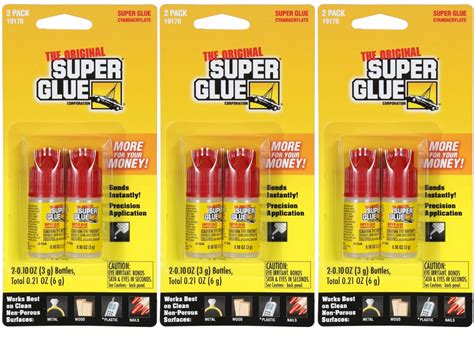 The Original Super Glue 010oz Containers 3 Pack 6 Count