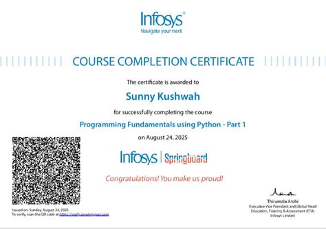 Infosys Python Programming Learningjourney Certification