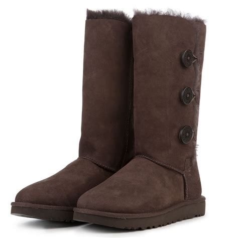 Ugg Womens Bailey Button Triplet Ii Chocolate Boots 1016227 Wcho Shiekh