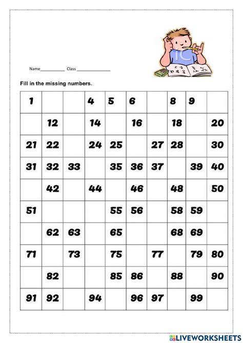 Fill In The Missing Numbers Exercise For Grade 2 2nd Grade Worksheets
