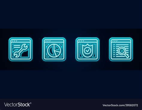 Set Line Browser Setting Graph Chart Infographic Vector Image