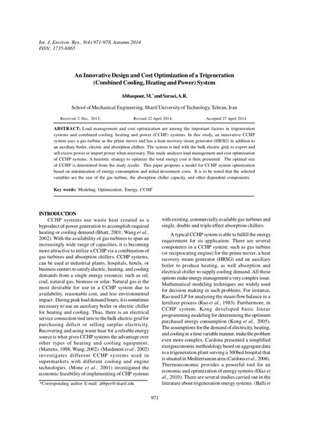 Pdf An Innovative Design And Cost Optimization Of A Trigeneration