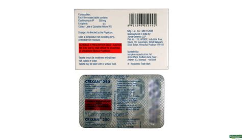 Buy Crixan 250mg 10 Tablets Online At Best Prices Wellness Forever