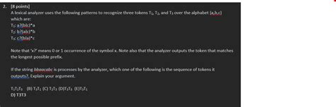 Solved 8 Points A Lexical Analyzer Uses The Following
