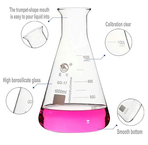 Borosilicate Conical Erlenmeyer Flask 50ml 1l Lab Supplies
