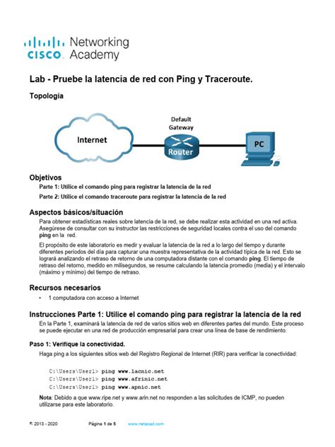 1746 Lab Test Network Latency With Ping And Traceroutees Xl Pdf