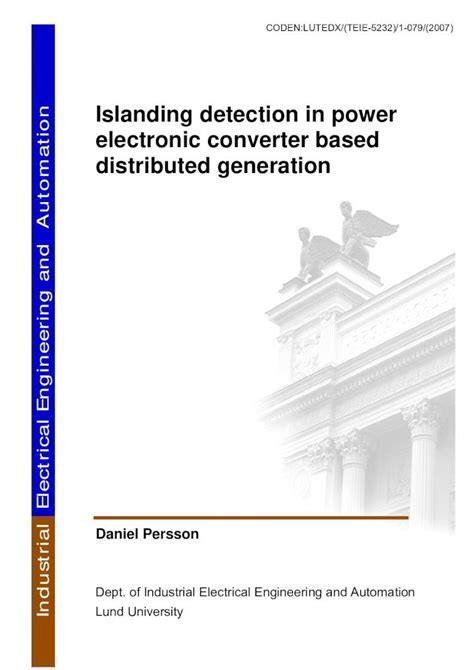 Pdf Islanding Detection In Power Electronic Converter Based