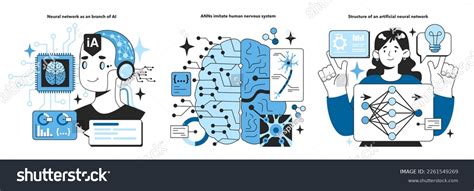 neural network branch ai set self learning stock vector royalty free