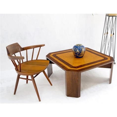 Burl Walnut Birdseye Maple Two Tone Square Cut Corner Coffee Center Table Chairish