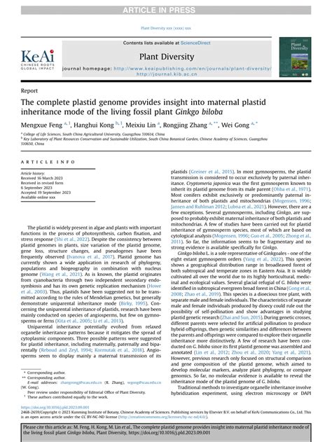 Pdf The Complete Plastid Genome Provides Insight Into Maternal