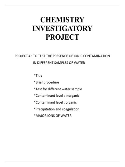To Test The Presence Of Ionic Contamination In Different Samples Of