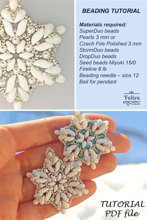 Pdf Tutorial Pendant Snowflake2 Beading Tutorials Beaded Jewelry Patterns How To Make