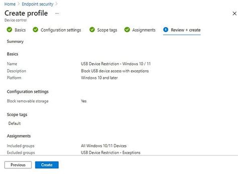 how to block usb device access with exceptions using microsoft intune