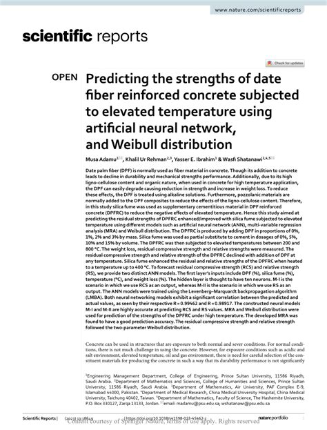 Pdf Predicting The Strengths Of Date Fiber Reinforced Concrete Subjected To Elevated