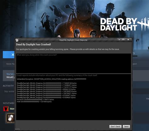 Please Help Crashing Every Time I Play Killer Any Suggestions R Deadbydaylight