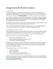 A PacketCapture Pdf Assignment Packet Analysis Introduction This Assignment Allows You To