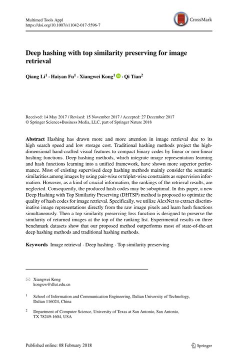 pdf deep hashing with top similarity preserving for image retrieval