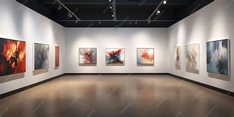 Premium Photo In A Contemporary Art Gallery An Exhibition Unfolds With Captivating Artworks