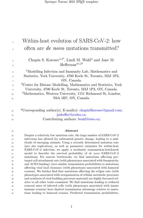 Pdf Within Host Evolution Of Sars Cov 2 How Often Are Mutations Transmitted