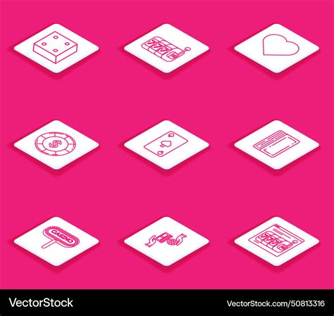 Set Line Game Dice Slot Machine With Lucky Sevens Vector Image