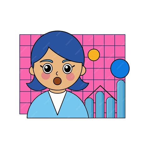 Premium Vector Illustration Of A Woman Front Of Graph With Happy Facial Expressions