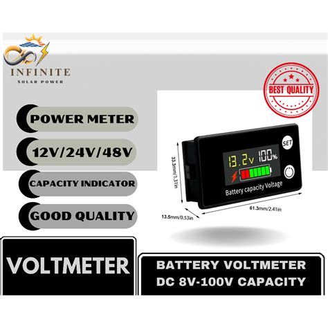 Battery Voltmeter Dc 8v 100v Capacity Indicator Power Meter Lithium