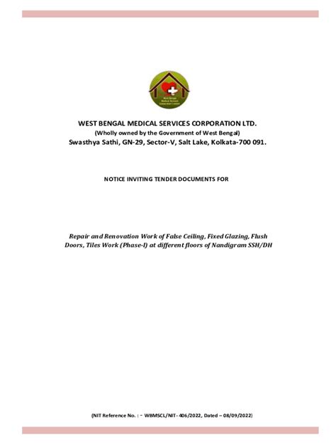 Fillable Online Notice Inviting Tender Documents For Fax Email Print Pdffiller