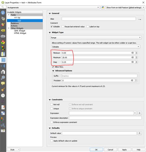 Attributes Form And Attribute Table Rounds Real Value To Integer If Range Widget Type Is Used