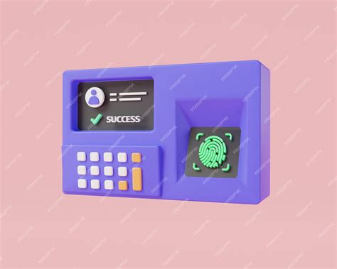보안 시스템 출석 기계에 들어가기 위한 지문 스캔 보안 시스템 지문 스캐너의 생체 인식 액세스 제어 시스템 인증 분홍색 배경에 그림을 렌더링하는 3d 아이콘 프리미엄 사진
