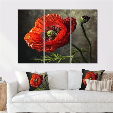 Lark Manor™ Red Poppy Close Up Poppy Wall Art Living Room Set Wayfair