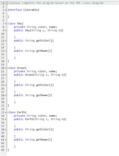 Solved Interface Complete The Java Program Based On The