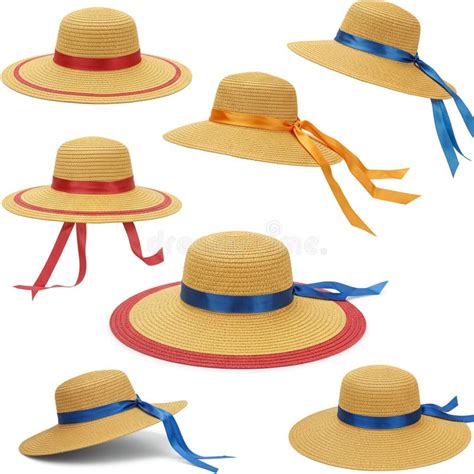 A Collection Of Wide Brimmed Straw Hats Each Featuring A Different