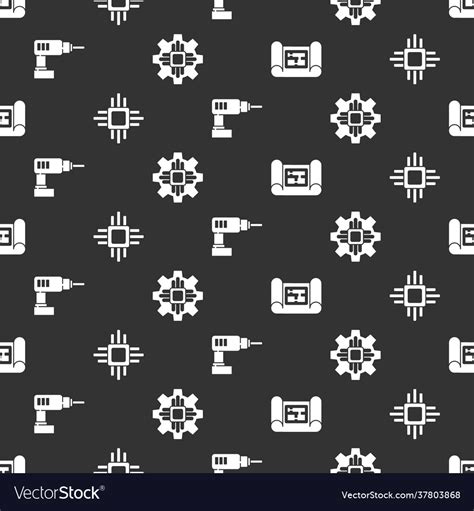 Set House Plan Processor With Microcircuits Cpu Vector Image