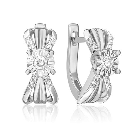Серьги с английским замком из белого золота с бриллиантами 02 5213 00