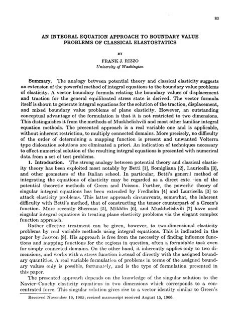 Boundary Value Problems Of Classical Elastostatics Rizzo Pdf