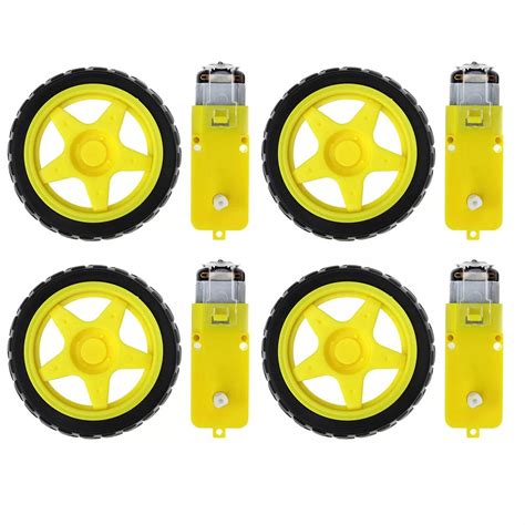 Smart Robot Car Plastic Tire Tyre Wheel W Dc 6v Gear Motor Set For Smart Robot Car Plastic Tire Tyre Wheel W Dc 6v Gear Motor Set For