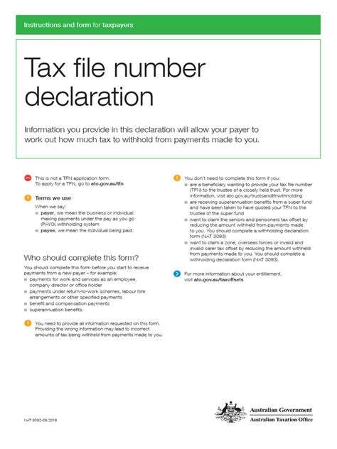 Tax File Number Declaration Instructions Pdf