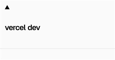 Vercel Dev