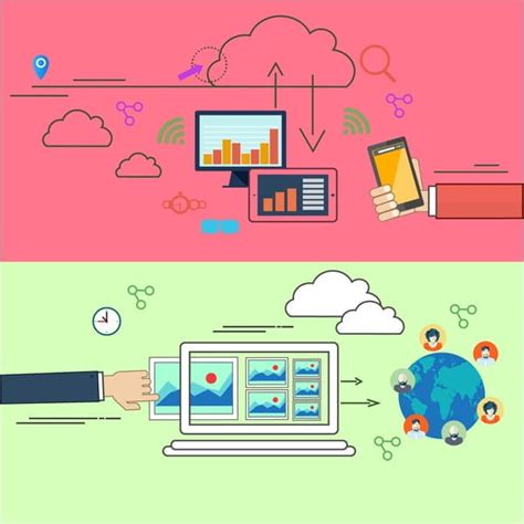 Computing Cloud Concepts Illustration With Horizontal Banners Ai Eps