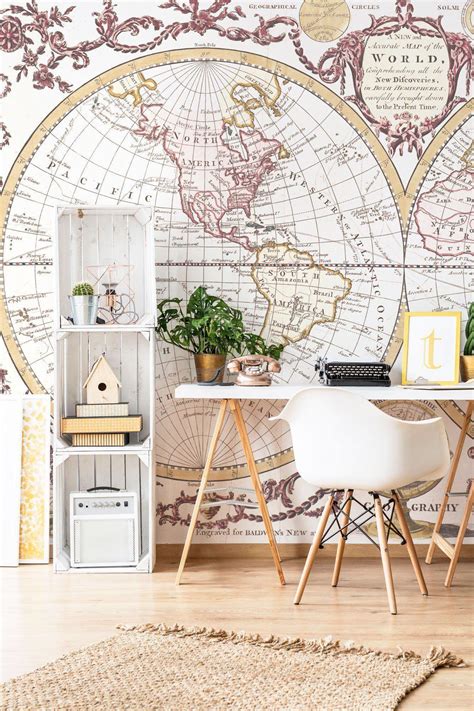 Vintage 1782 World Map Wall Mural Eazywallz