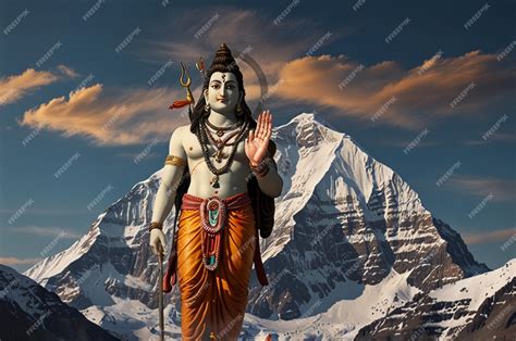Divine Shiva and Sacred Mount Kailash on Background | Premium AI-generated image