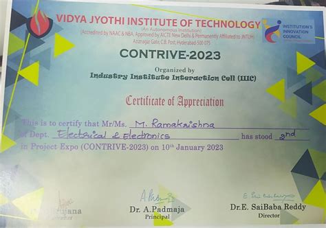 Macharla Ramakrishna On Linkedin 2ndprize Projectexpo Vjit